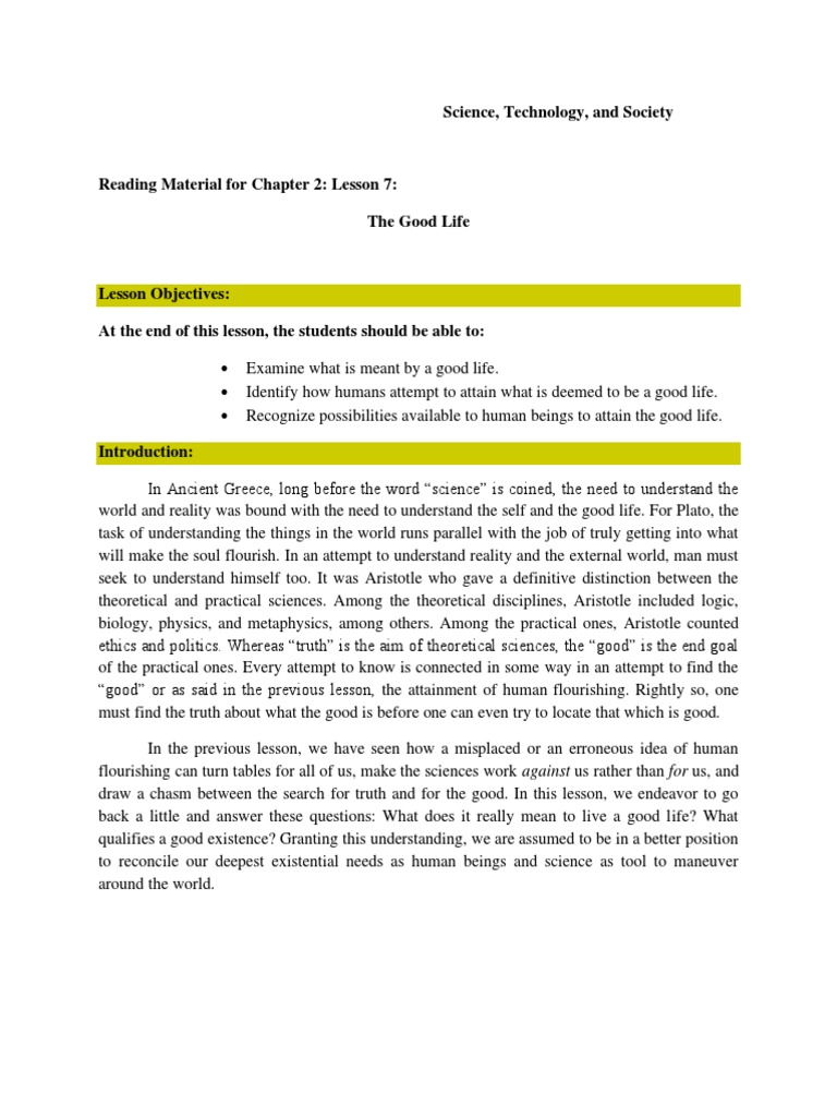 The Good Life | PDF | Hedonism | Science