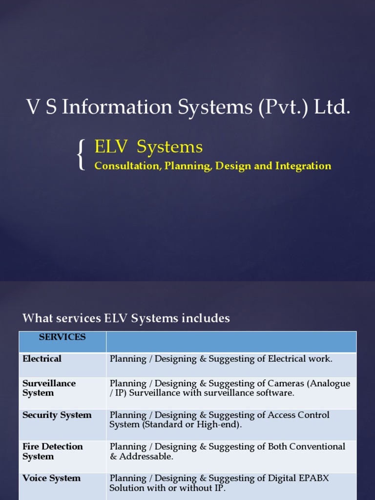 ELV Systems Design and Consulting Services | PDF