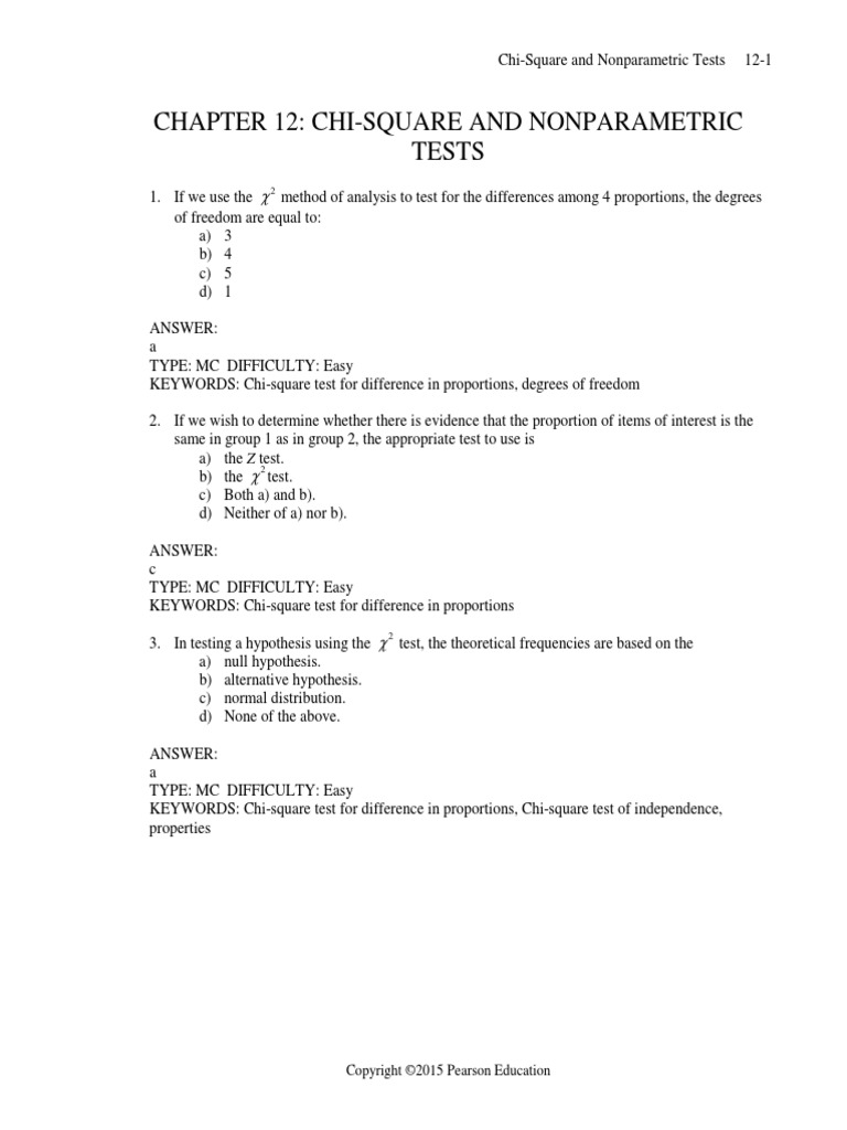 Chapter 12: Chi-Square and Nonparametric Tests | PDF | Chi Squared Test ...