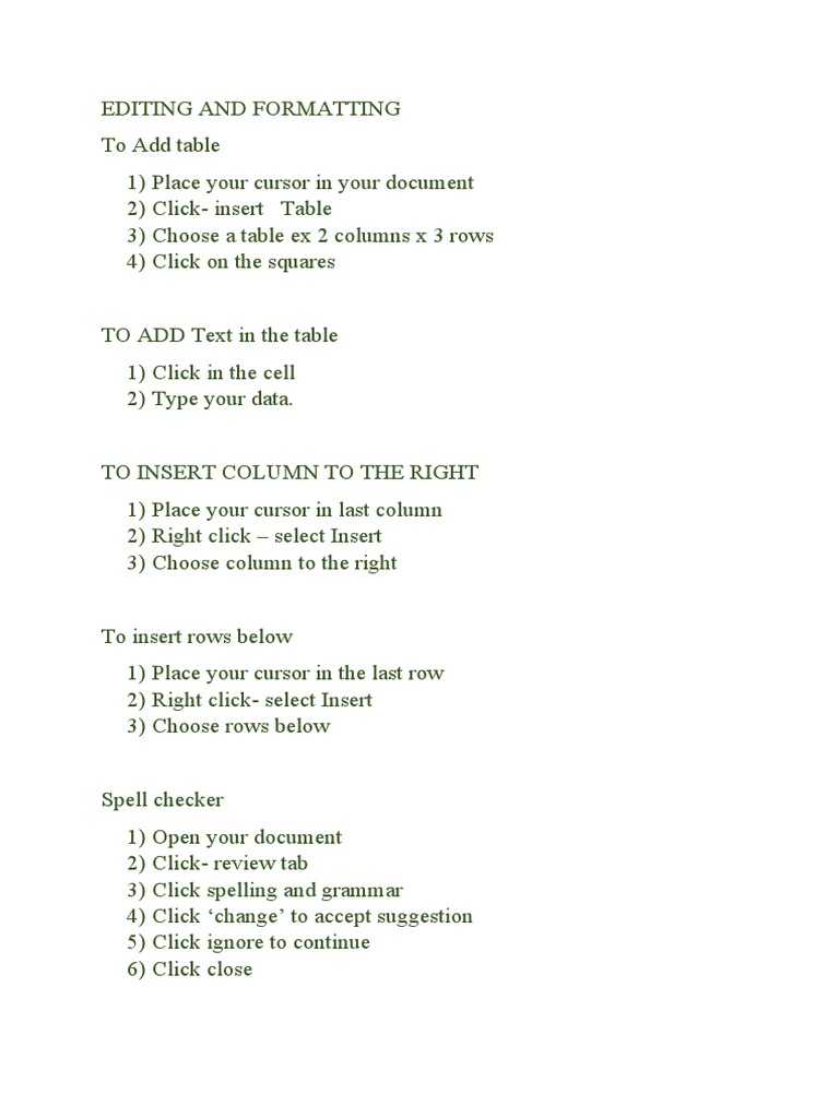 Editing and Formatting (Form 3 Notes) | PDF