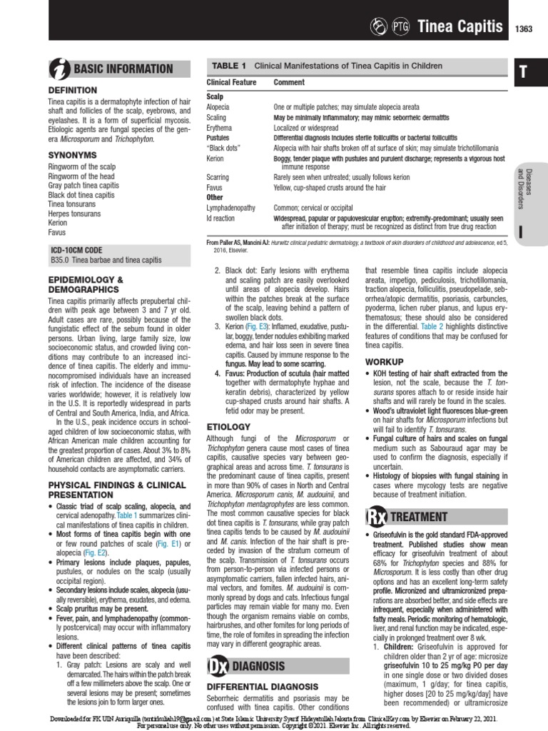 Tinea Capitis Inggris CK | Download Free PDF | Dermatology | Cutaneous ...
