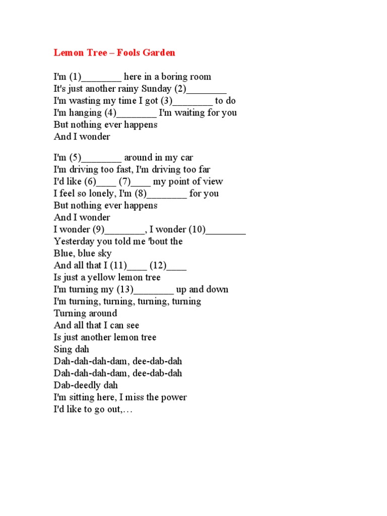 Lemon Tree Song | PDF