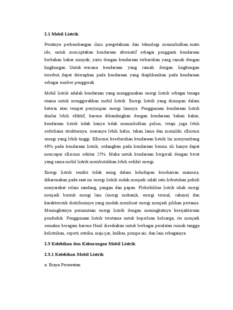 Kelbihan Dan Kekurangan Mobil Listrik | PDF