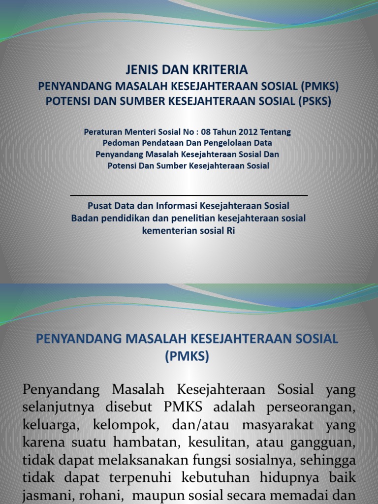 Jenis Dan Kriteria PMKS Dan PSKS | PDF