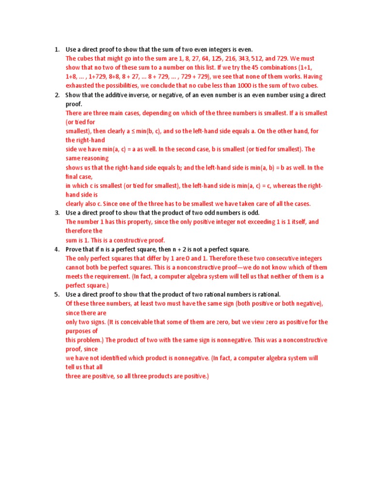 Use A Direct Proof To Show That The Sum of Two Even Integers Is Even ...