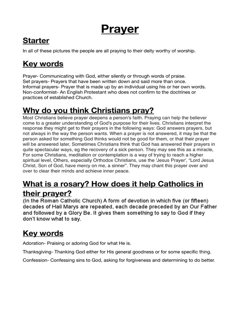 Prayer: Starter Key Words | PDF | Prayer | Lord's Prayer