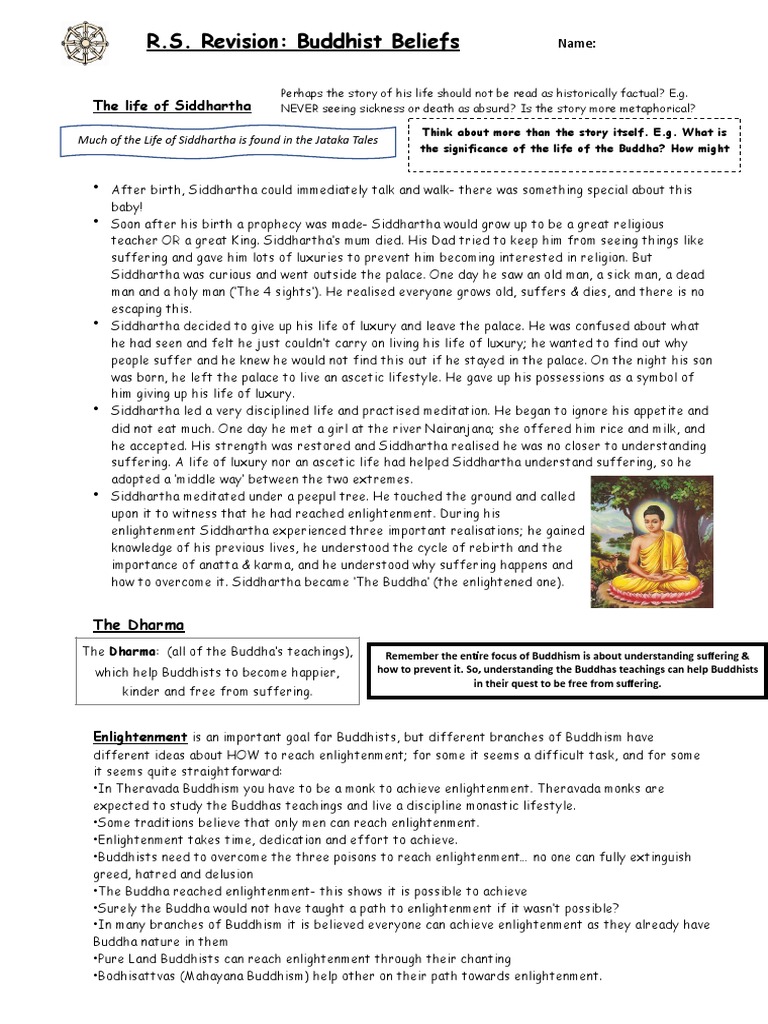 R.S. Revision: Buddhist Beliefs: The Life of Siddhartha | PDF ...