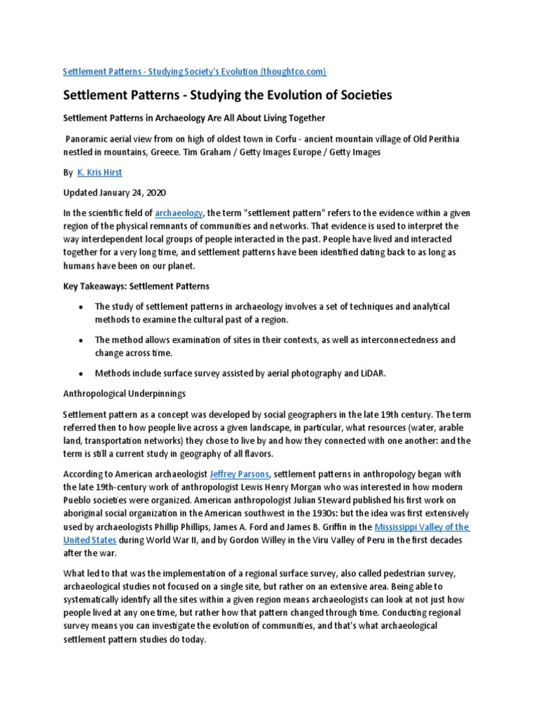 Settlement Patterns - Studying The Evolution of Societies | PDF ...