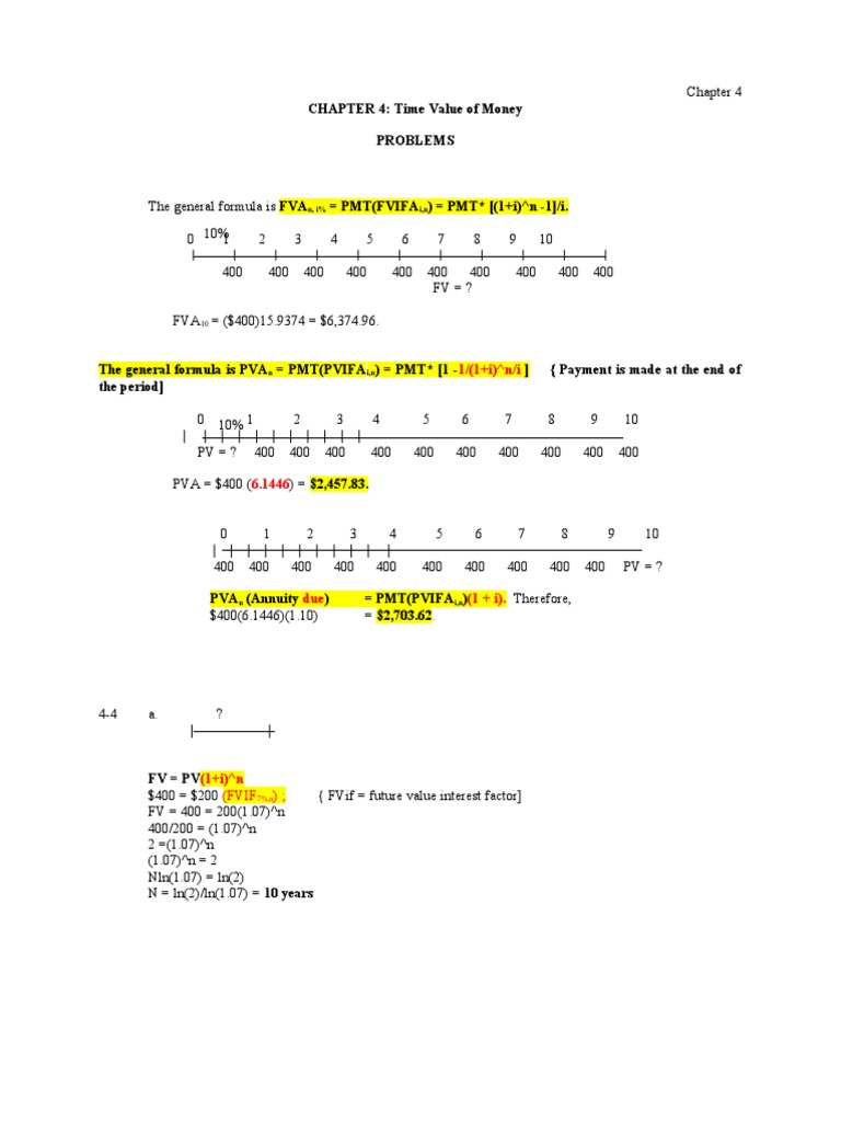 Answer Chapter 4 Time Value of Money | PDF | Time Value Of Money | Interest