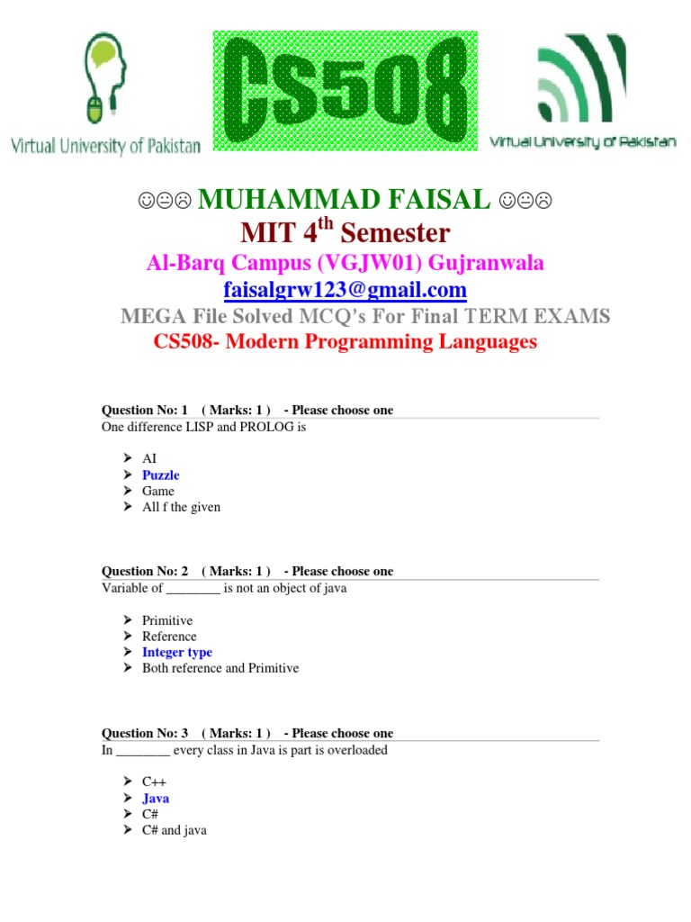 CS508 Mega File MCQs Final Byfaisal | PDF | C Sharp (Programming ... CS508 Mega File MCQs Final Byfaisal | PDF | C Sharp (Programming ...