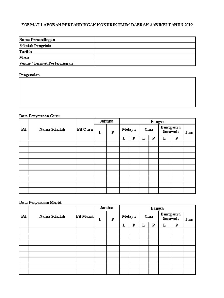 Format Laporan Pertandingan | PDF