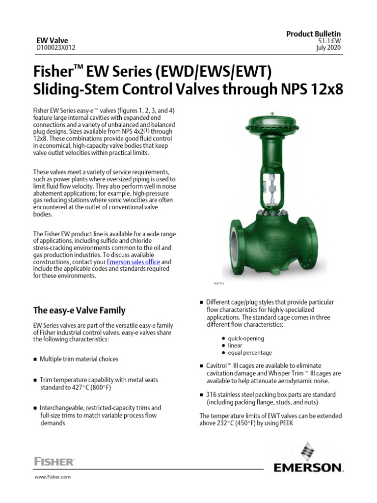 Fisher EW Series (EWD/EWS/EWT) Sliding - Stem Control Valves Through ...