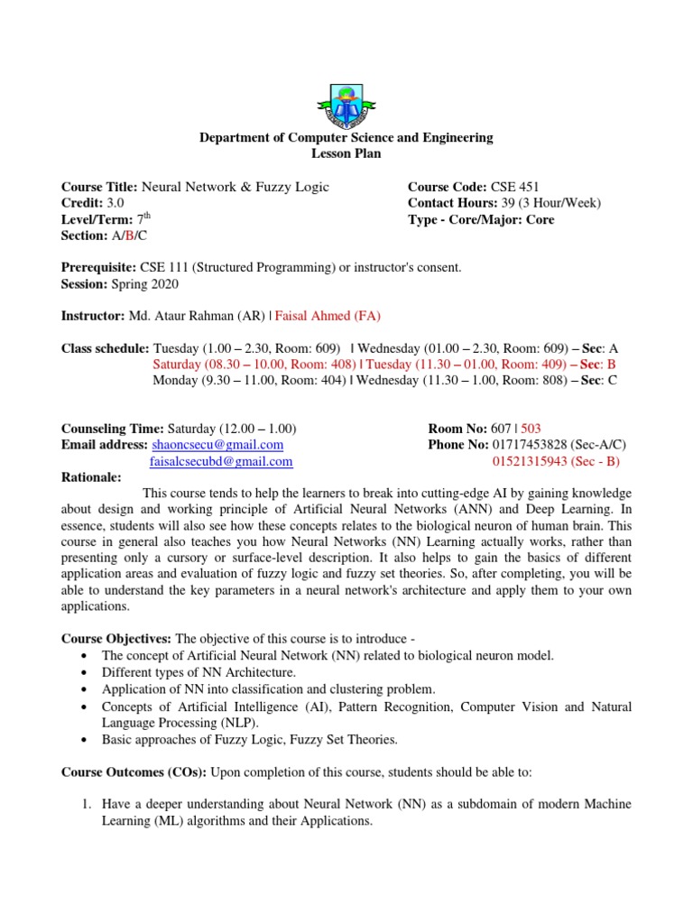 Neural Network & Fuzzy Logic | PDF | Computational Science | Computational Neuroscience