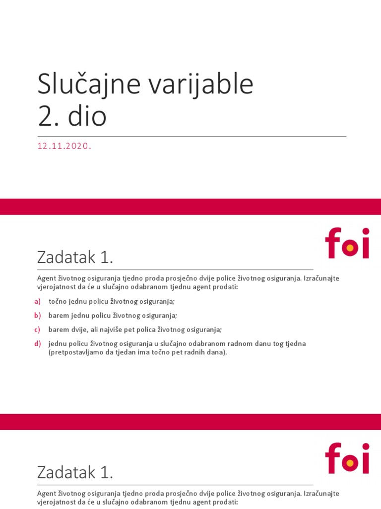 Vježba - Slučajne Varijable - 2.dio | PDF