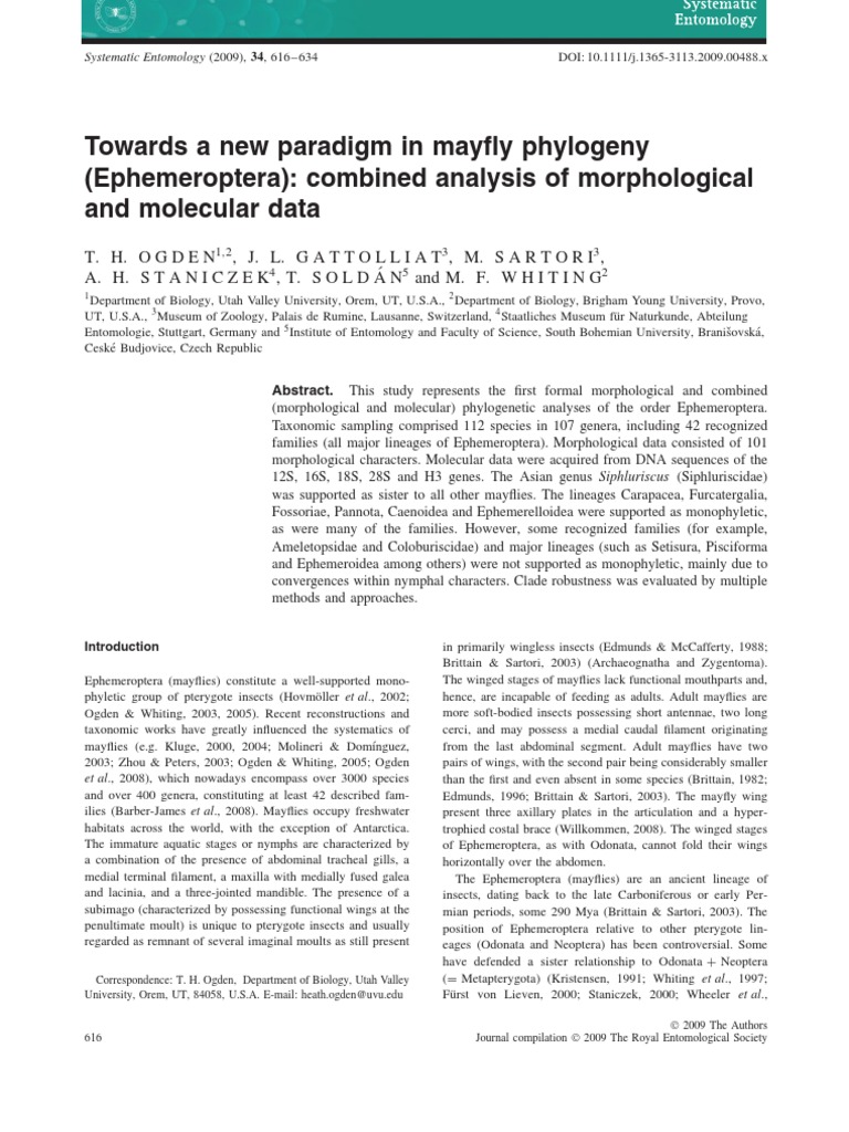 OGDEN Et Al-2009-Systematic Entomology | PDF | Molecular Phylogenetics ...