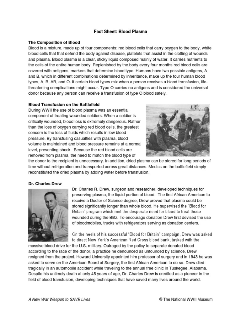 The Composition of Blood: Fact Sheet: Blood Plasma | PDF | Blood Plasma ...
