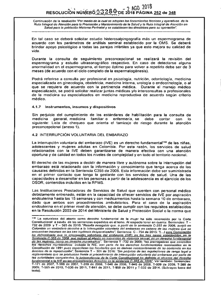 Resolución No. 3280 de 2018 IVE | PDF