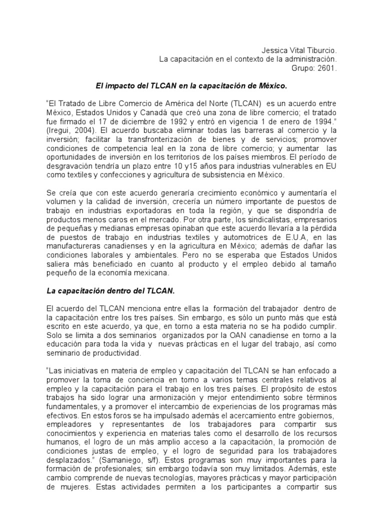 El Impacto Del TLCAN en México | PDF | Tratado de Libre Comercio Norteamericano | Economias