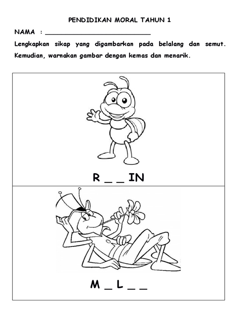 AKTIVITI PENDIDIKAN MORAL Belalang Dan Semut | PDF