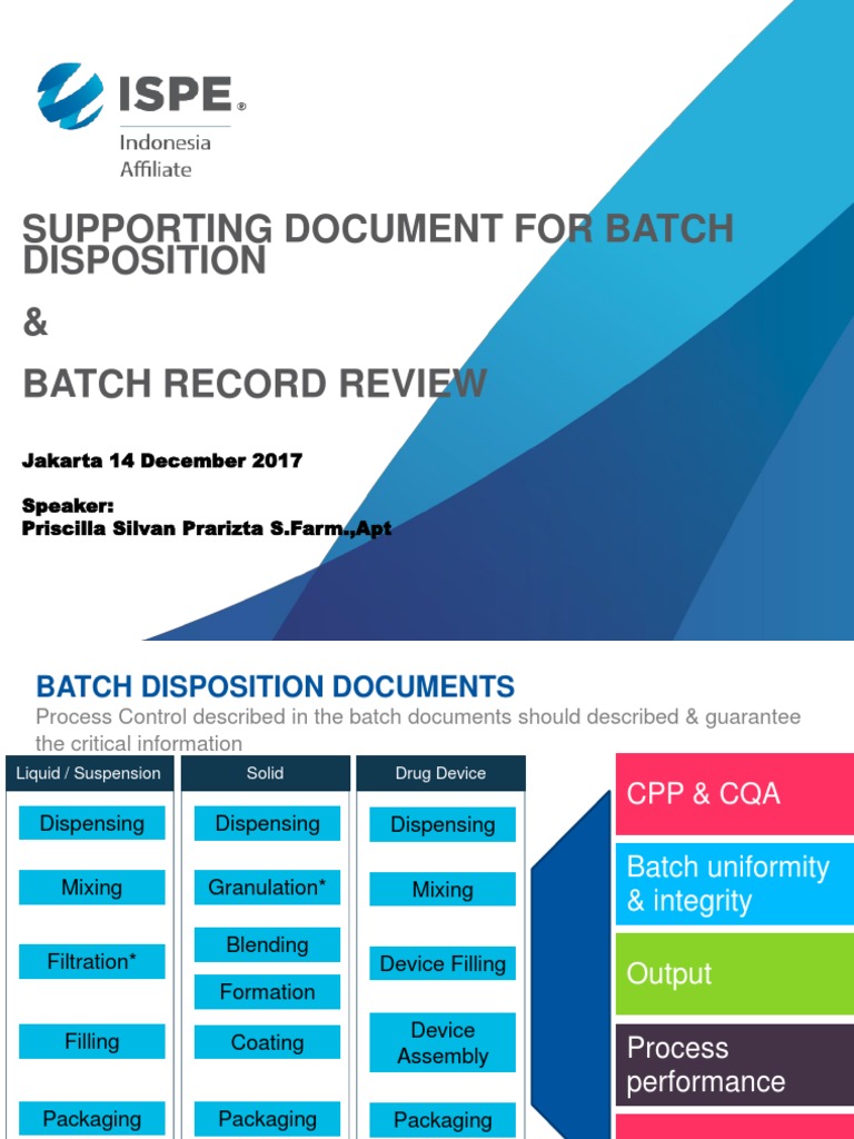 Supporting Document For Batch Disposition & Batch Record Review | PDF ...
