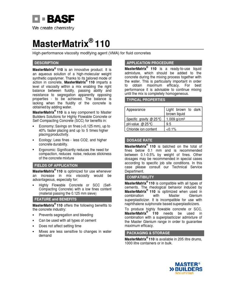 Mastermatrix 110: High-Performance Viscosity Modifying Agent (Vma) For ...