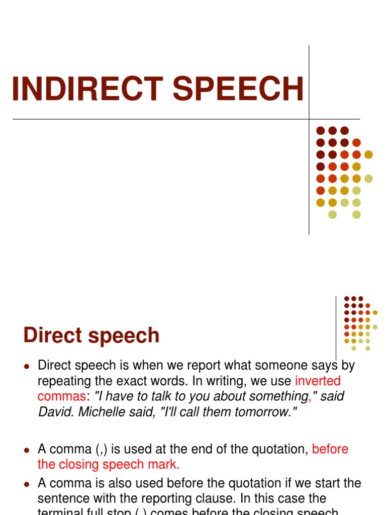 Indirect Speech | PDF | Question | Grammatical Tense
