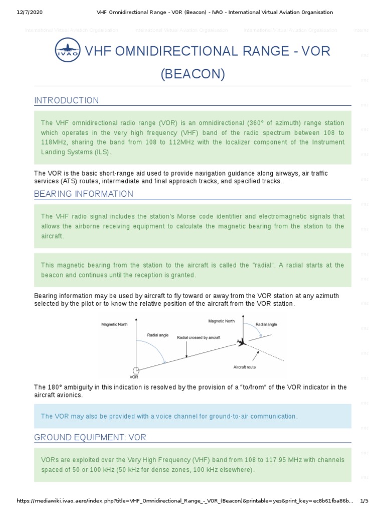 VHF Omnidirectional Range - VOR (Beacon) | PDF | Aviation | Aerospace ...