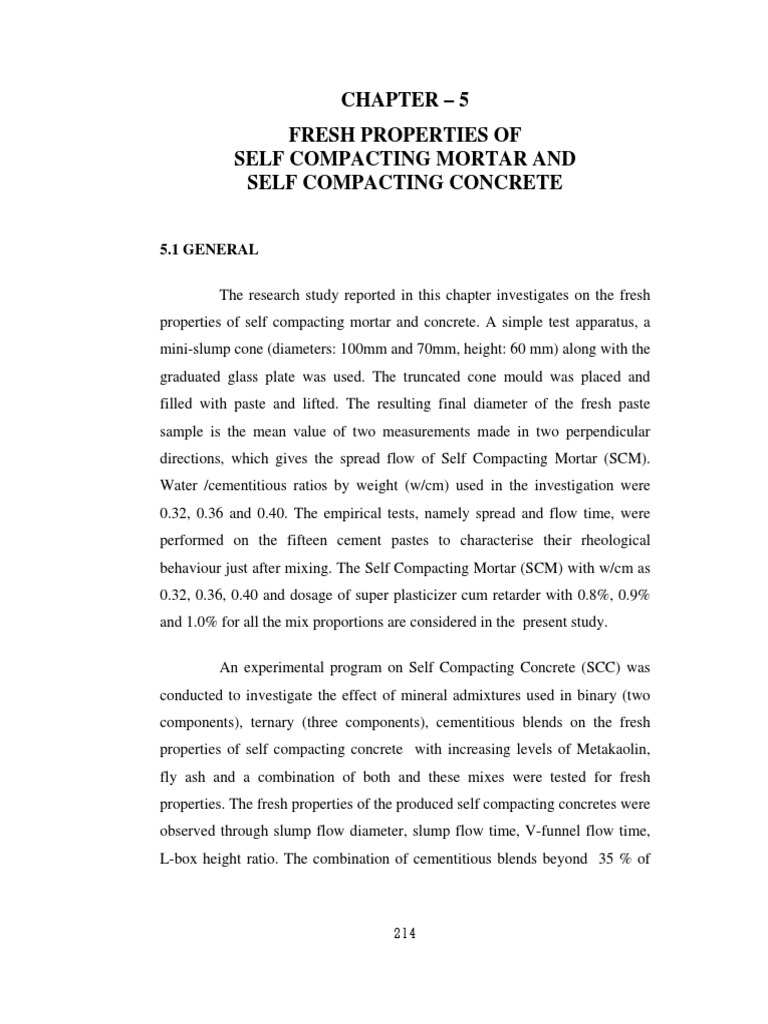 Chapter - 5 Fresh Properties of Self Compacting Mortar and Self ...