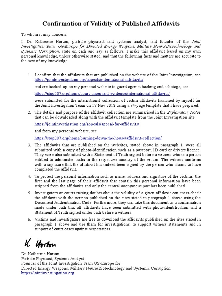 Confirmation of Validity of Published Affidavits | PDF | Affidavit ...
