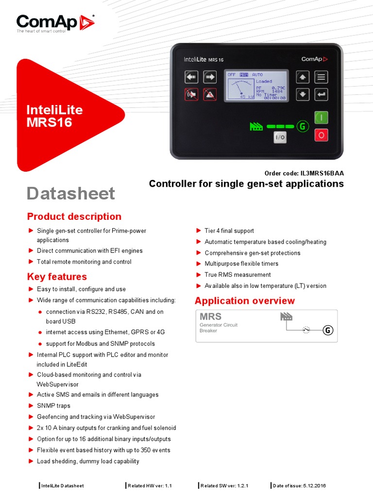 InteliLite - MRS16 1 2 1 Datasheet | PDF | Hertz | Programmable Logic ...