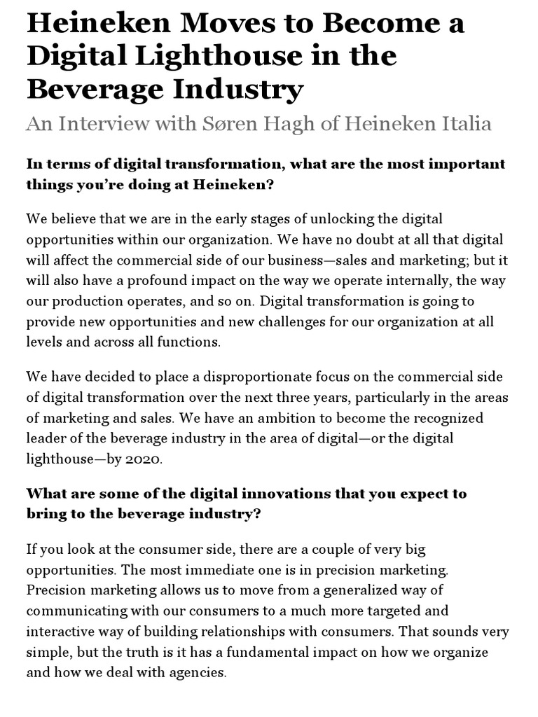 Heineken's Digital Transformation Insights | PDF | Facebook | Internet ...