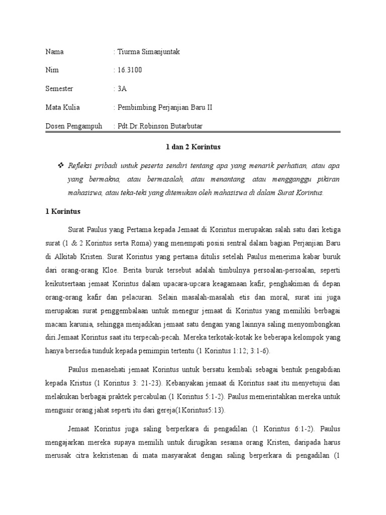 1 Dan 2 Korintus Tiurma | PDF