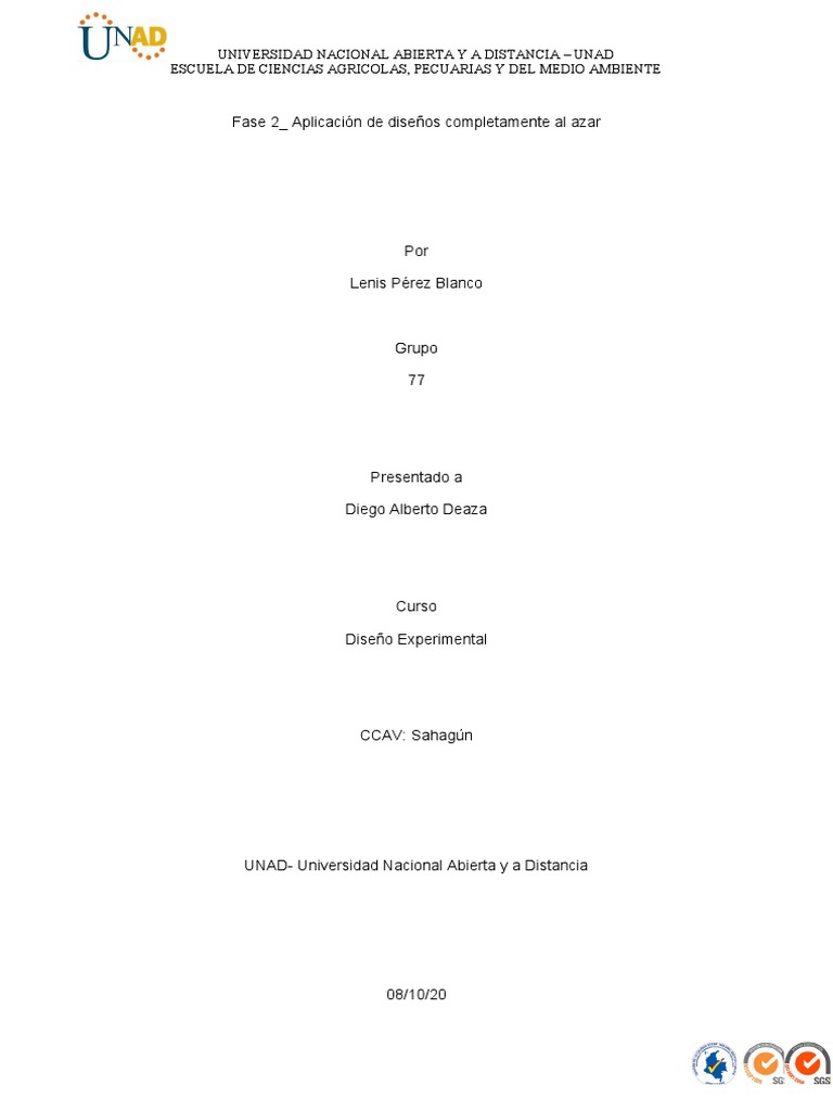 Fase 2 - Aplicacion de Diseños Completamente Al Azar | PDF | Análisis ...