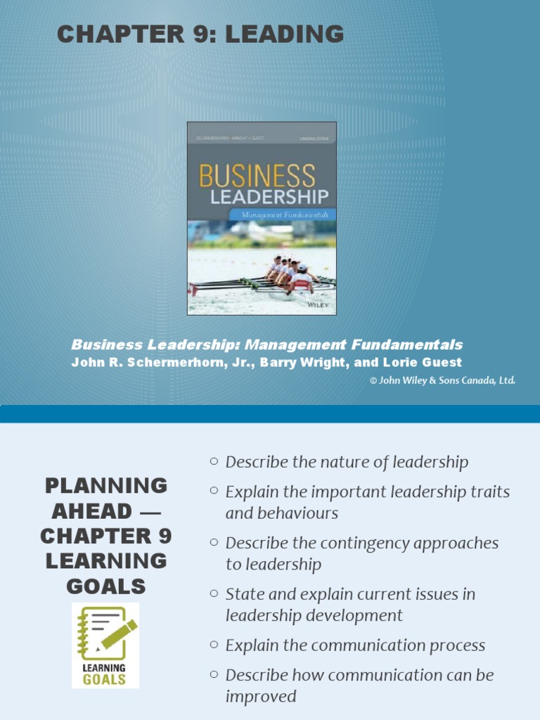 Chapter 9: Leading: Business Leadership: Management Fundamentals | PDF ...