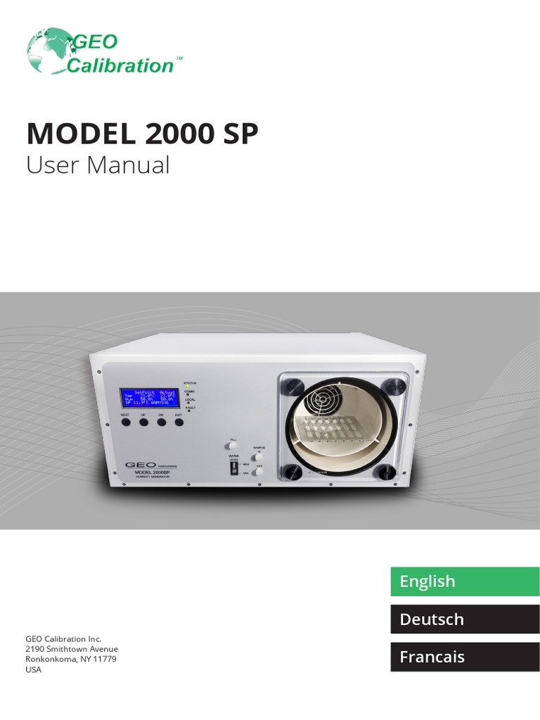 Model 2000 Sp User Manual Pdf Calibration Humidity
