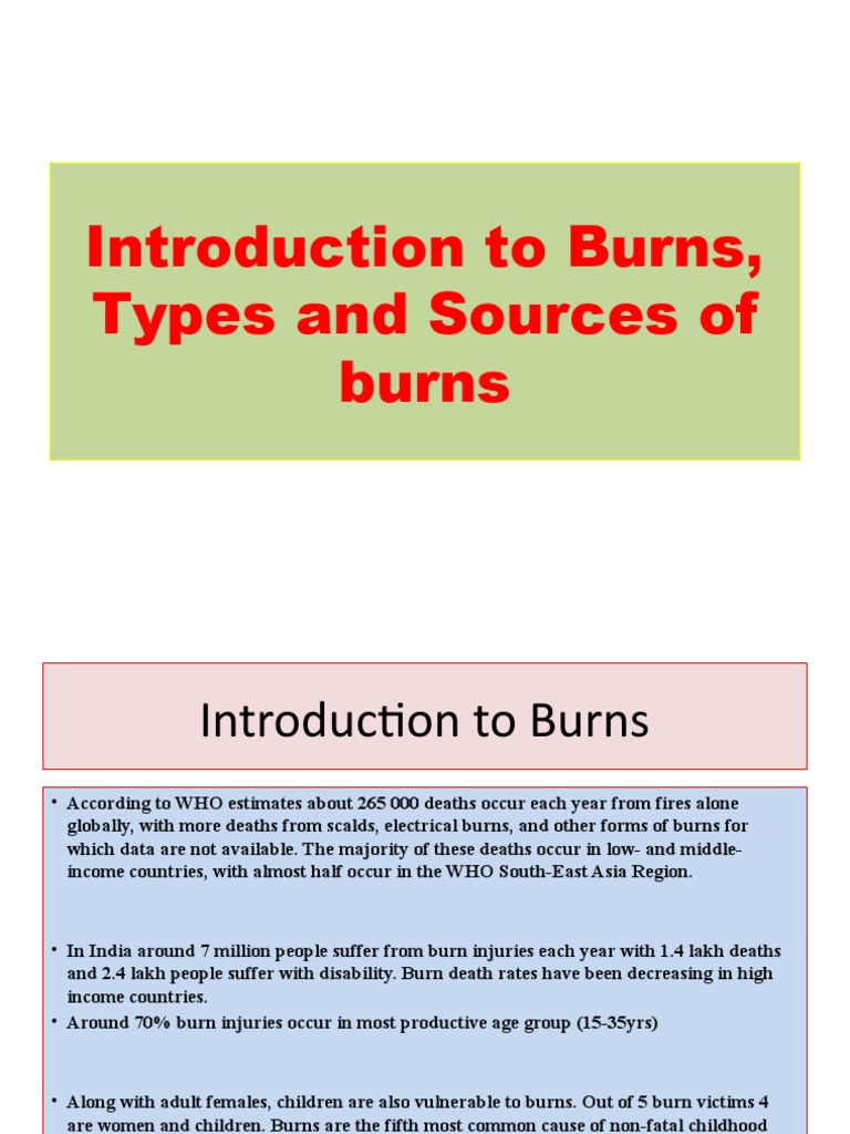 Introduction To Burns, Types and Sources of Burns | PDF | Kerosene | Burn