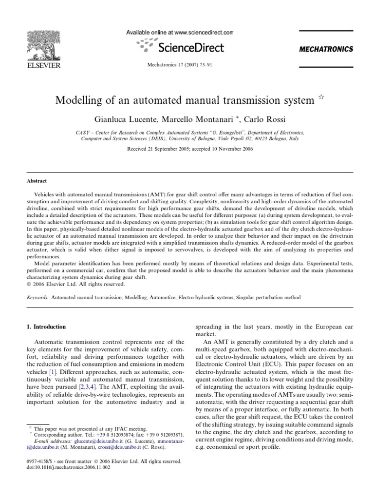 Modelling of An Automated Manual Transmission System | PDF | Automatic ...