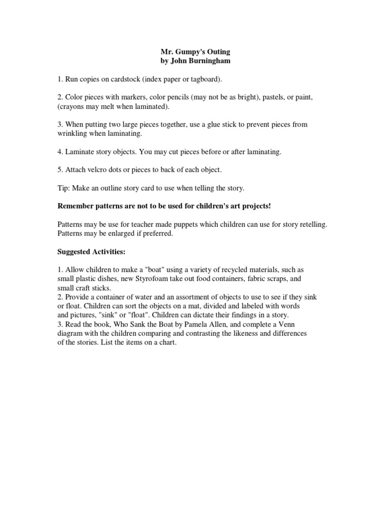 Mr. Gumpy's Outing by John Burningham | PDF