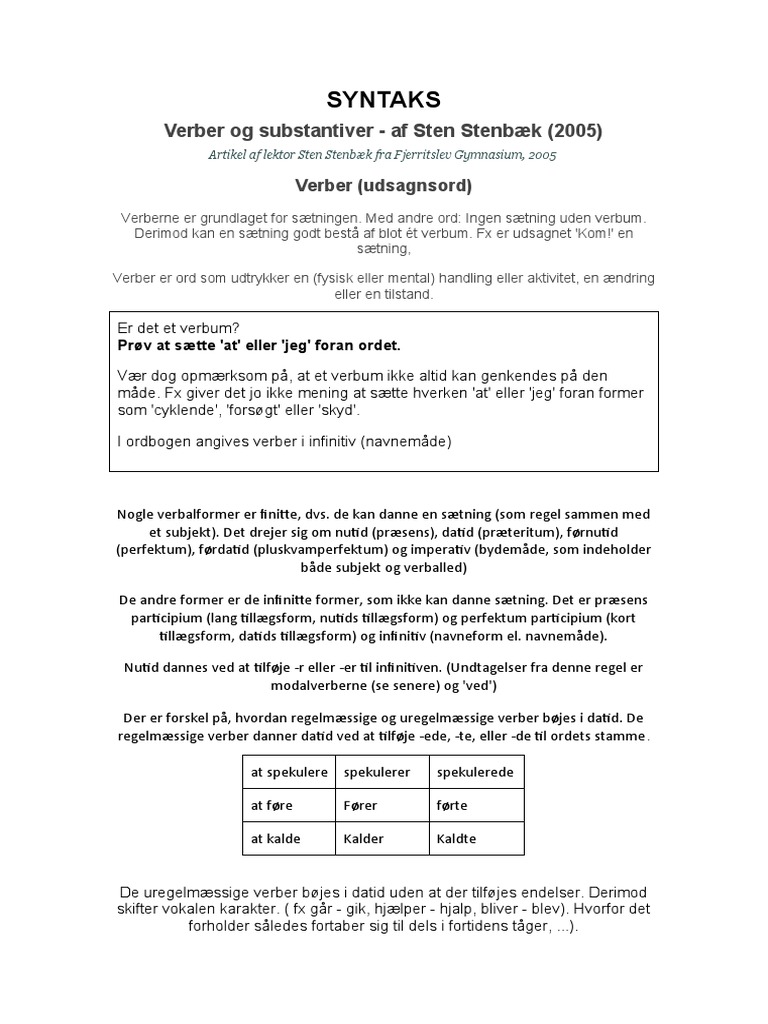 Dansk Syntaks | PDF