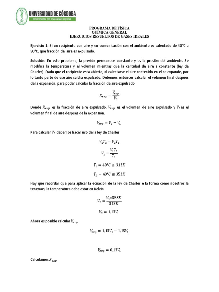 Ejercicios Resueltos de Gases Ideales en Física | PDF | Gases | Mole (Unidad)