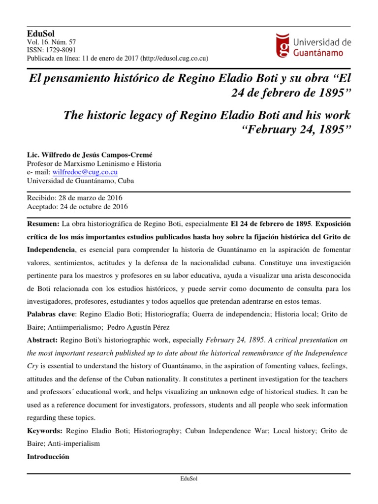 El Pensamiento Historico de Regino Eladio Boti Y Su Obra | PDF | Cuba ...