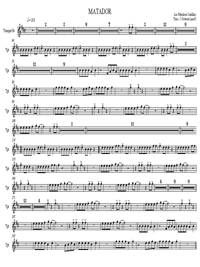 Acordes y partitura de "Matador" | PDF