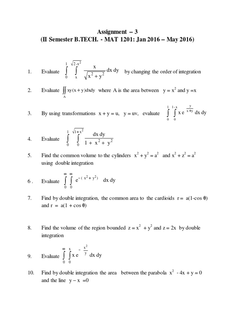 Engineering Mathematics Assignment-3 | PDF