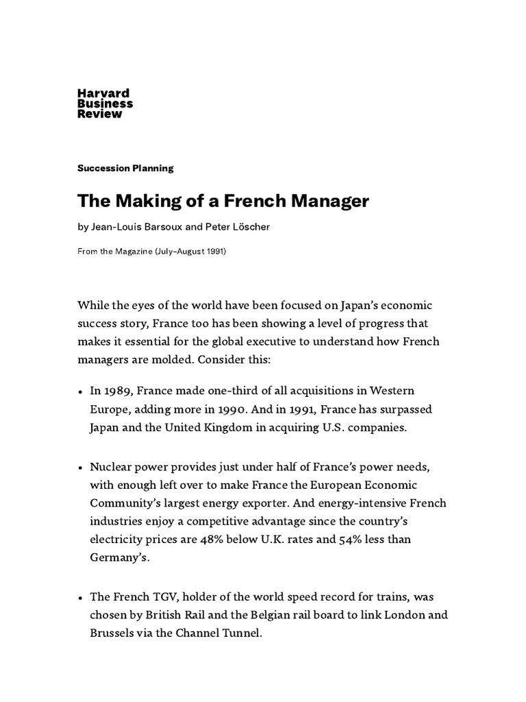 The Making of A French Manager | PDF | France | Business