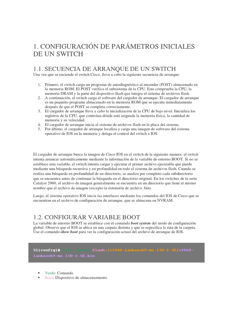 Manual Básico Switch 2960 | Descargar gratis PDF | Dirección IP | Arranque