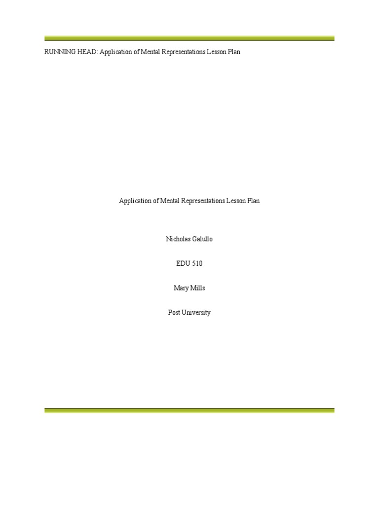 Mental Representations Lesson Plan for High School | PDF