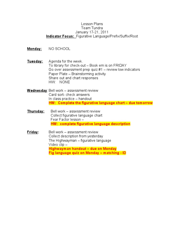 Figurative Language Lesson Plans | PDF