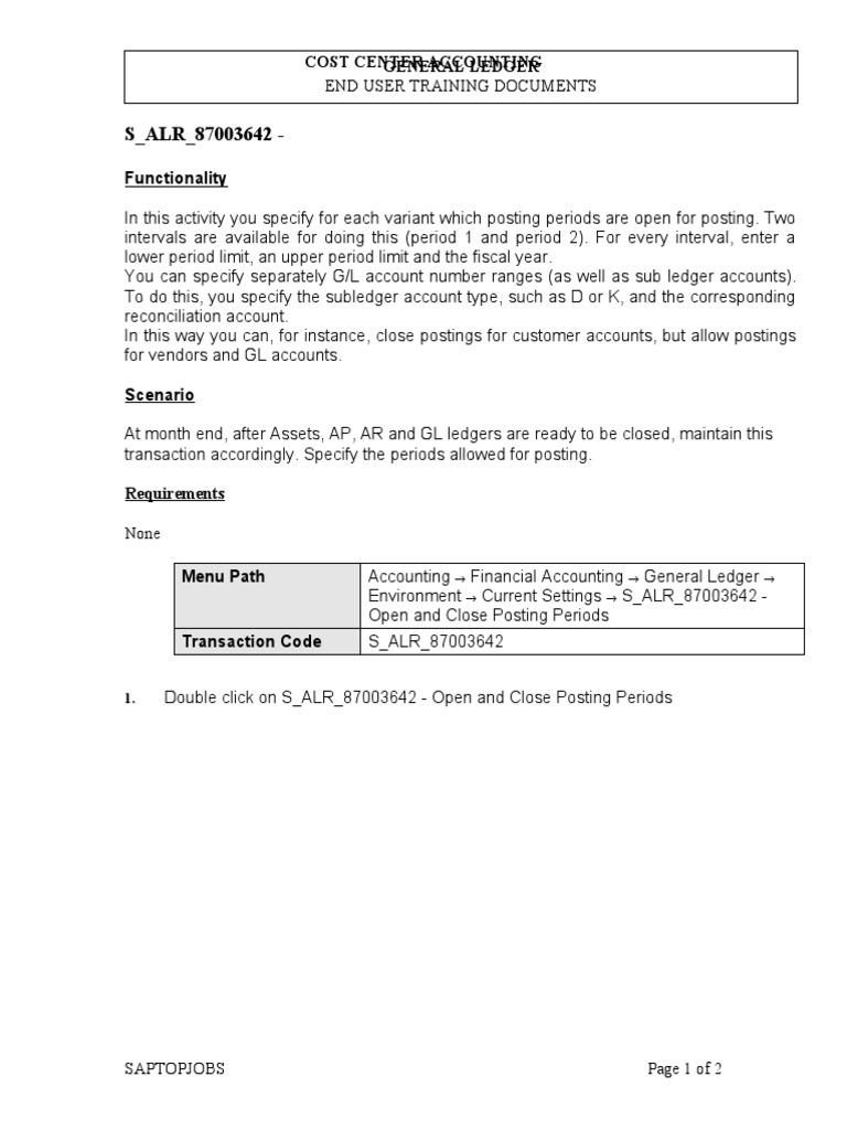 Open/Close Posting Periods Guide | PDF | Finance & Money Management