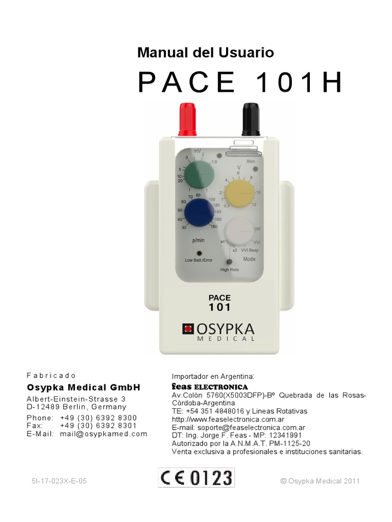 Manual de Uso Marcapasos Osypka Unicameral Mod. Pace-101 | PDF ...