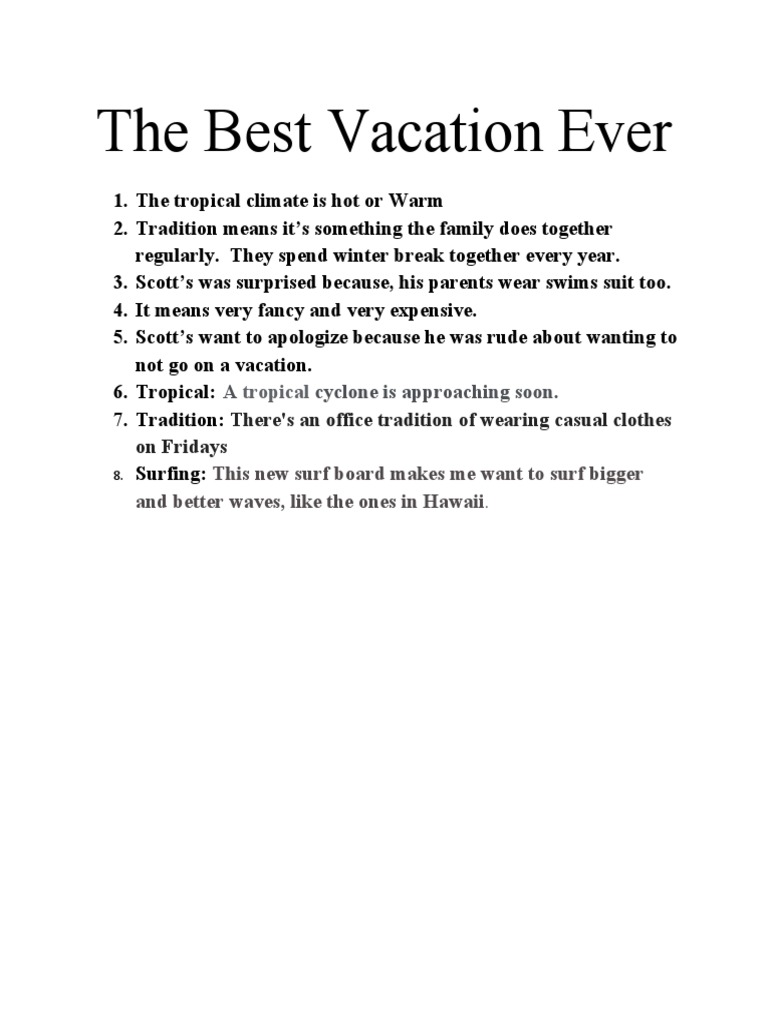 The Best Vacation Ever Pdf